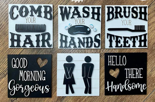 Bathroom Interchangeable Sign Inserts – Tootie & Bug's Boutique